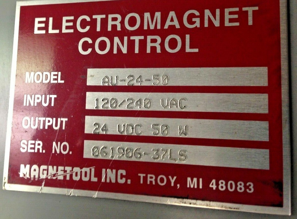 Magnetool Electromagnet Control, MOD# AU-24-50, 120-240 VAC Input/24 ...