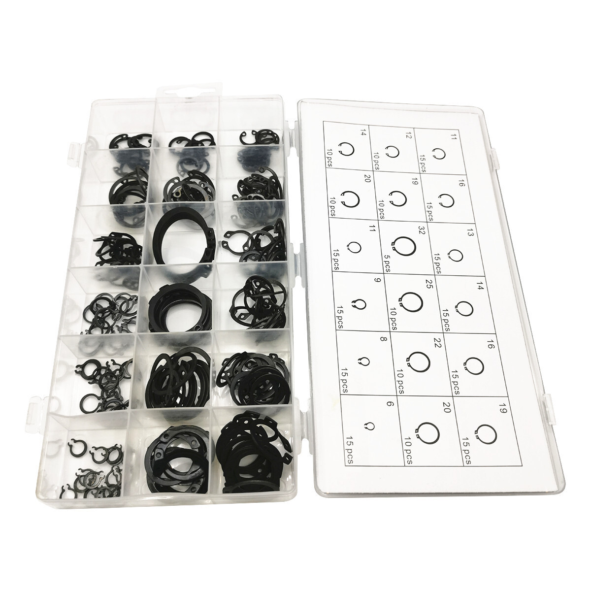 225Pcs 18Sizes C-Clips Snap Ring Heavy Duty Retaining Set Assortment ...