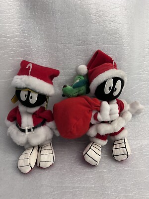 Christmas Santa MARVIN THE MARTIAN W/ K9 Bag Plush 9" 1999 | eBay