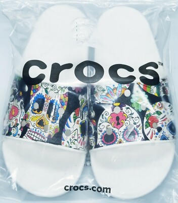 Crocs Classic Slides Professionally Hydro Dipped With Sugar Skulls Film ...