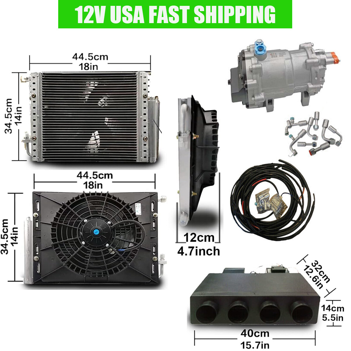 12V Car Air Conditioner Universal Under Dash A/C Kit For Van Auto RVs ...