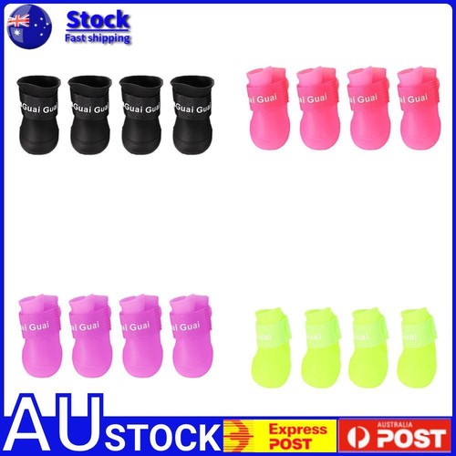4pcs/Lot Rubber Pet Dog Rain Shoes Anti-Slip Waterproof Puppy Dogs ...