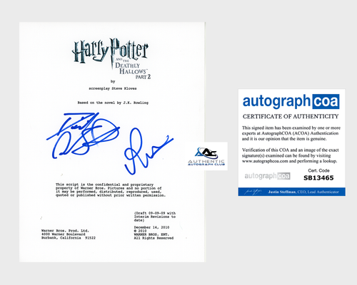 DANIEL RADCLIFFE AND RUPERT GRINT AUTOGRAPH SIGNED HARRY POTTER SCRIPT ...