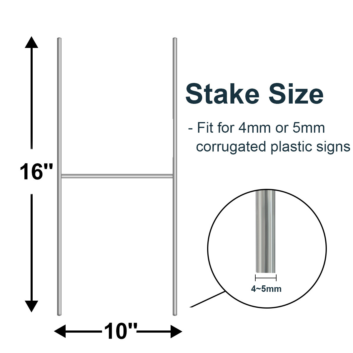 Sturdy Metal H Frame Wire Step Stakes for Yard Sign 10X30 14x24 in H ...