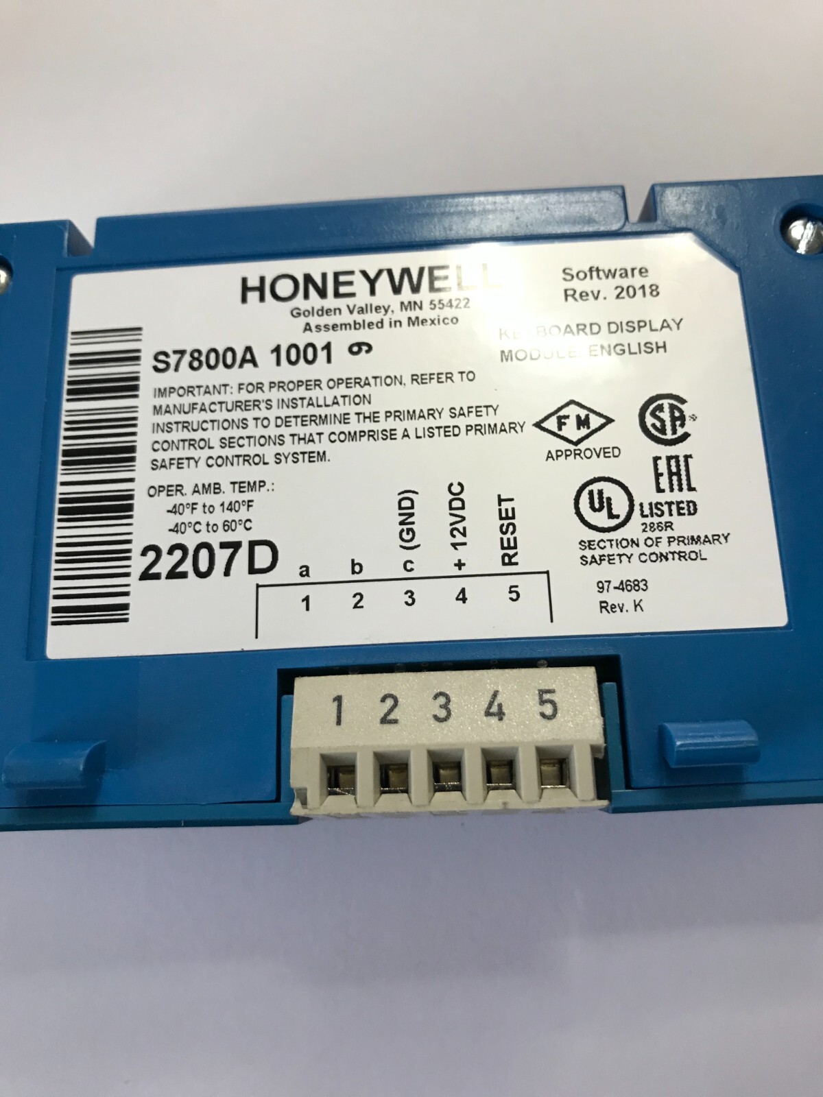Honeywell S7800A1001 Keyboard Display Module New | eBay