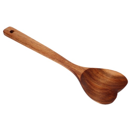 Love Wooden Spoon Kitchen with Long Handle Reusable Salad Ladle Heart ...