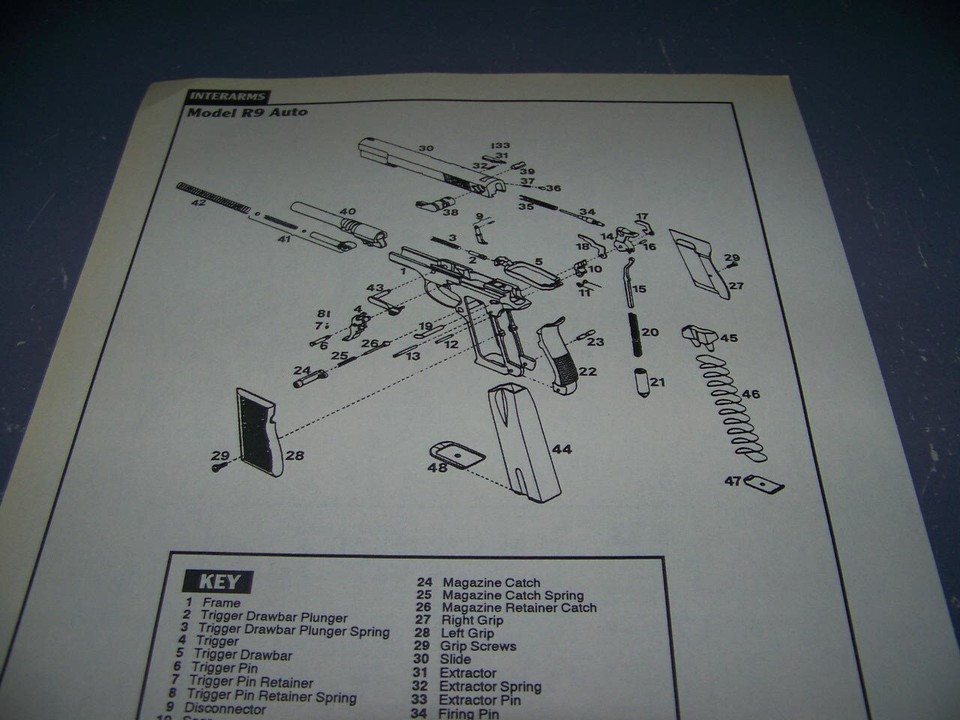 IAI JAVELINA AUTO & INTERARMS MODEL R9 AUTO .LEGEND/EXPLODED VIEW (622Y ...