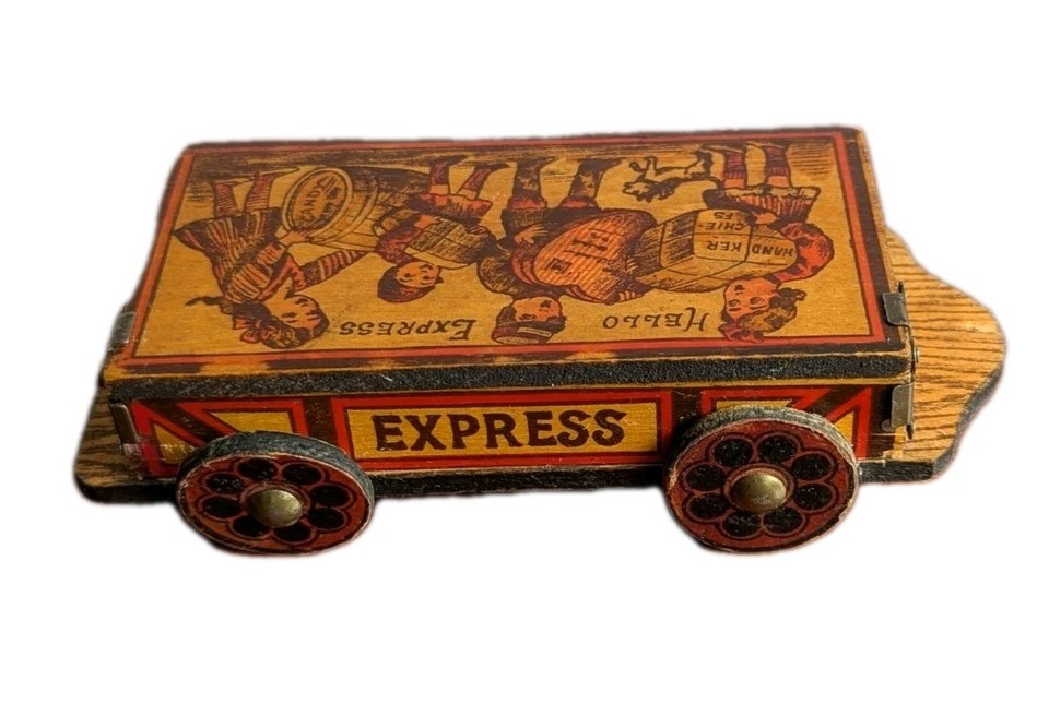 VTG Hello Express Candy Wagon Doll Display Wooden Lithographed ...