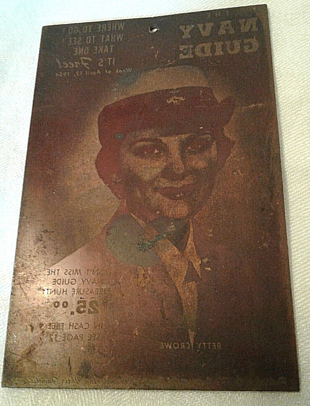 Vintage "The Navy Guide" Cover Copper Printing Plate 1954 Featuring ...
