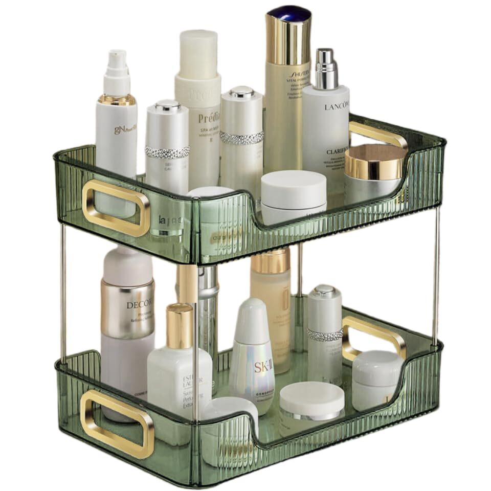 Bathroom Organizer Countertop, 2 Tier Vanity Tray, Skincare Makeup ...