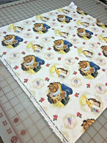 New Disney's "Belle & Beast Toss" 100% Cotton Fabric 21"L x 42"W | eBay