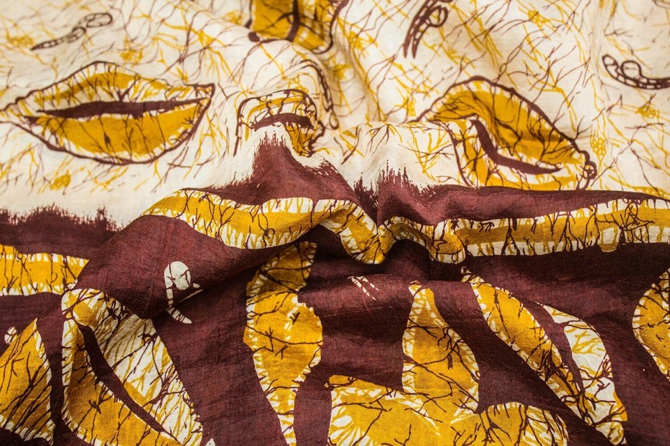 Pure Silk Fabric By The Yard Dress Making Cloth Collage Vintage ...