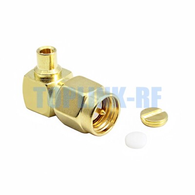 10x SMA Male Plug Right Angle RF Connector Solder Semi-Rigid RG405 0. ...