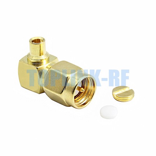 10x SMA Male Plug Right Angle RF Connector Solder Semi-Rigid RG405 0. ...