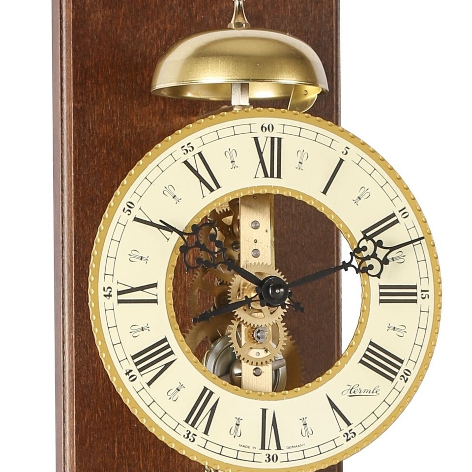 Hermle 70992-030711 Walnut Mechanical Skeleton Wall Clock with Hour ...