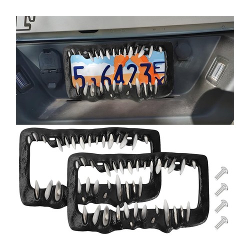 2Pcs Universal Metal Shark Tooth Teeth Jaws License Plate Frame ...