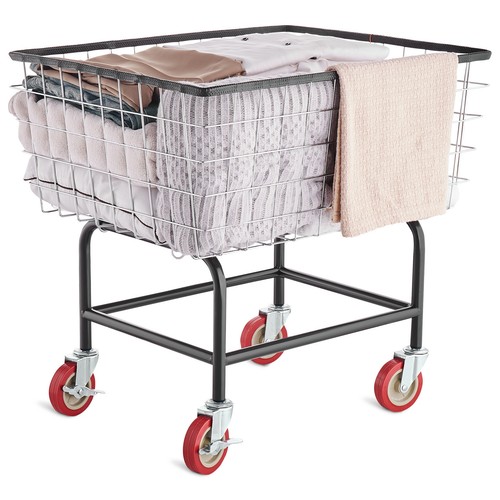 VEVOR Wire Laundry Cart Wire Laundry Basket 2.8 Bushel Heavy Duty w/ 4 ...