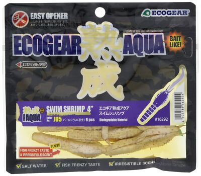 ECOGEAR JUKUSEI AQUA Swim Shrimp 4 inch J05 Pearl Shirasu Set of 6 pcs ...
