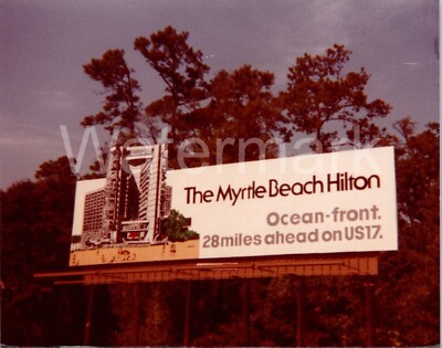 Vtg 1980 Myrtle Beach Hilton Ocean Front Building Billboard Sign SC ...