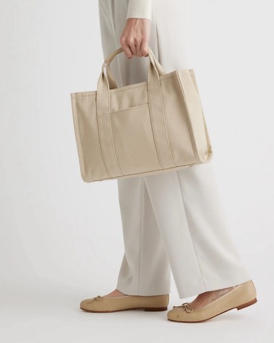 Quince Shoes Womens 8 Tan Beige Italian Leather Bow Ballet Flats ...