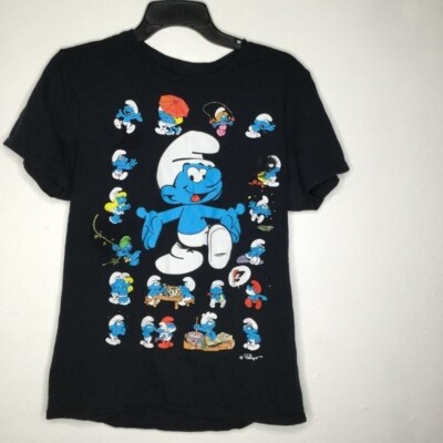 The Smurfs Printed Shirt Black Size Small Short Sleeve | eBay