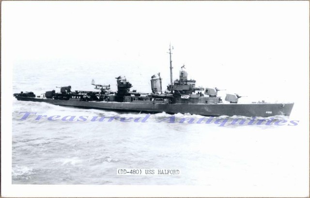 WWII US Navy USS Halford DD-480 Destroyer Ship Starboard Real Photo ...