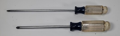 2 Vtg CRAFTSMAN 9-41295 C WF #3 & 9-41296 CWF #2 Phillips Screw Drivers ...
