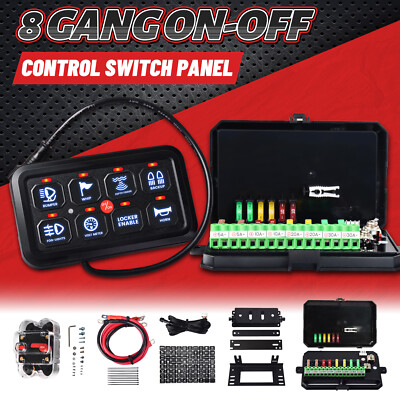 RGB 8 Gang Switch Panel Box 12V/24V Dimmable Led Circuit Control Relay ...