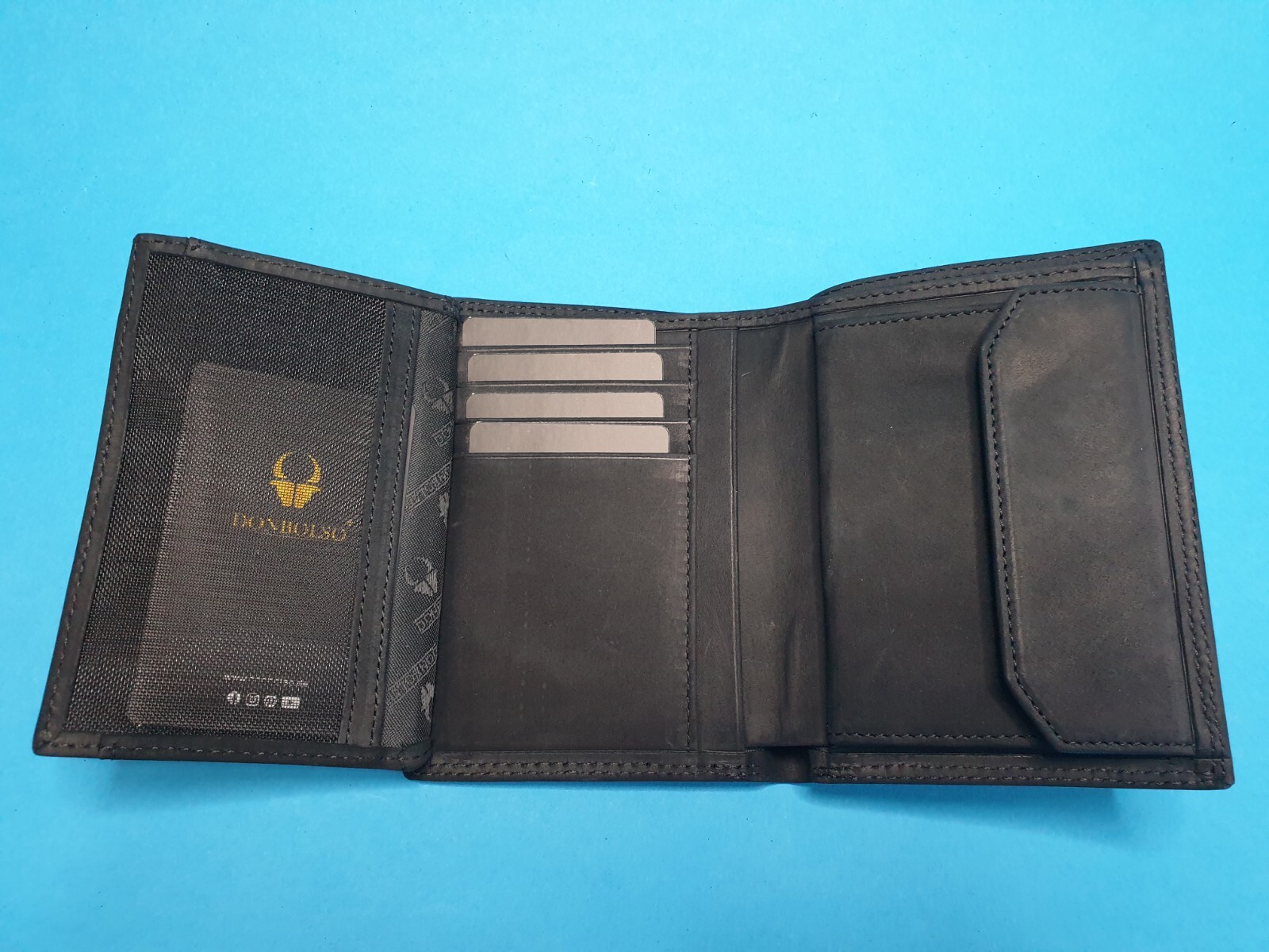 DONBOLSO Black leather Wallet Vienna+ Coin Pocket Card Holder and RFID ...