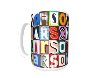 KARSON Coffee Mug / Cup featuring the name in photos of sign letters | eBay
