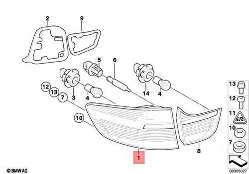Genuine BMW E71 E72 SAC Rear Light In The Side Panel Left OEM ...