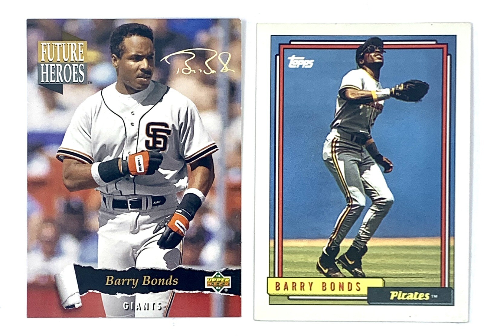 BARRY BONDS 1992 TOPPS #380 PIRATES 1993 FUTURE HEROES UPPER DECK #56 ...