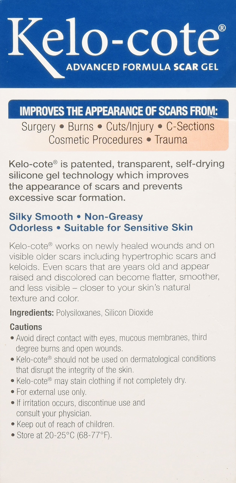 Kelo-cote Advanced Formula Scar Gel, Improves The Appearance Of Scars ...
