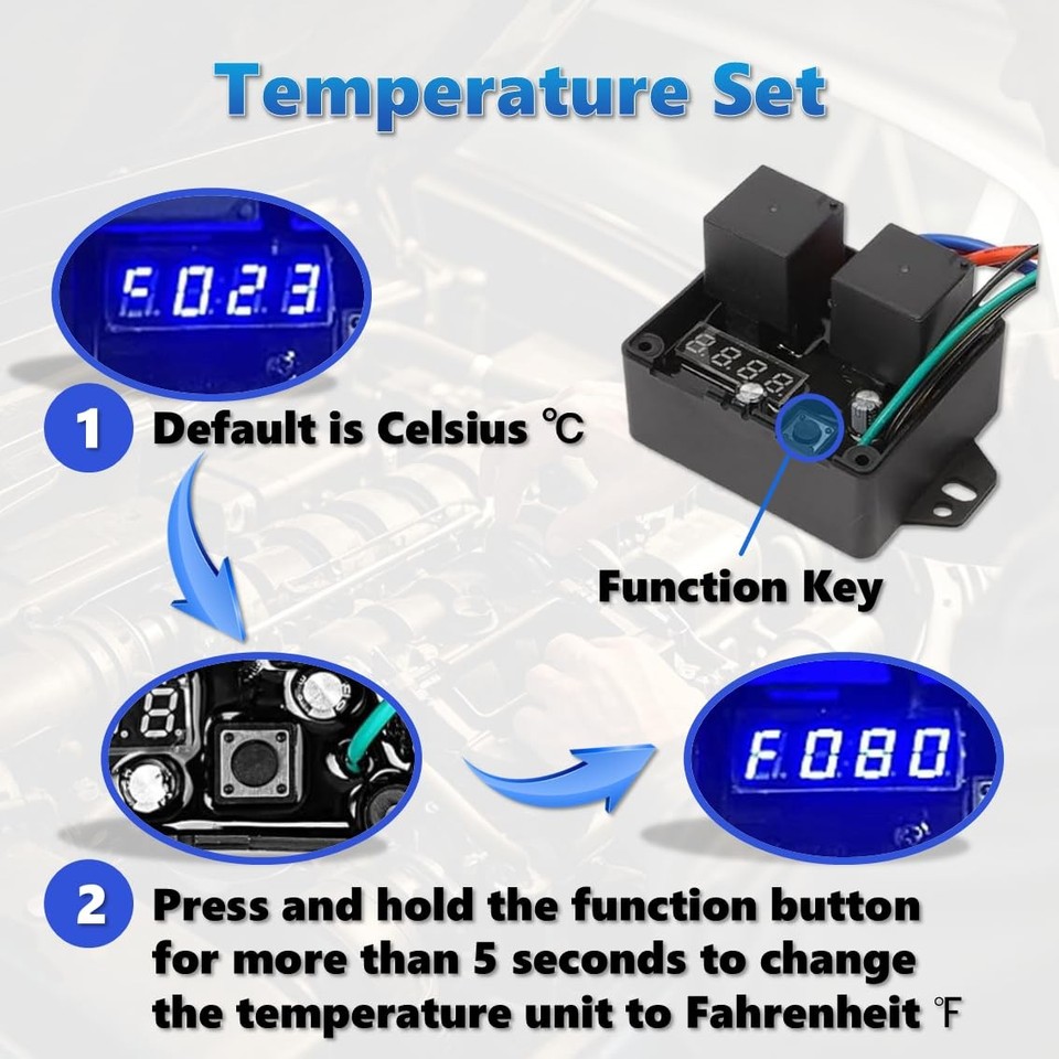 Digital Radiator Fan Controller Switch Kit 12V and 24V, Adjustable ...