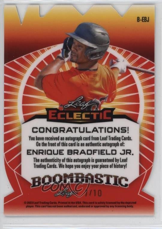 2023 Leaf Eclectic Boombastic Silver Prismatic /10 Enrique Bradfield Jr ...
