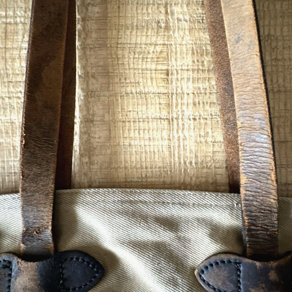 Filson Open Tote Bag USA Made Vintage Leather Handle Old Tag Canvas ...