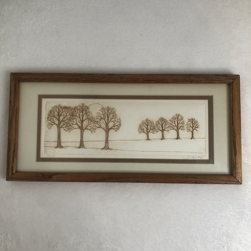 Vintage Signed Susan Shepard Etching Framed Art Full Moon Autumn Fall ...