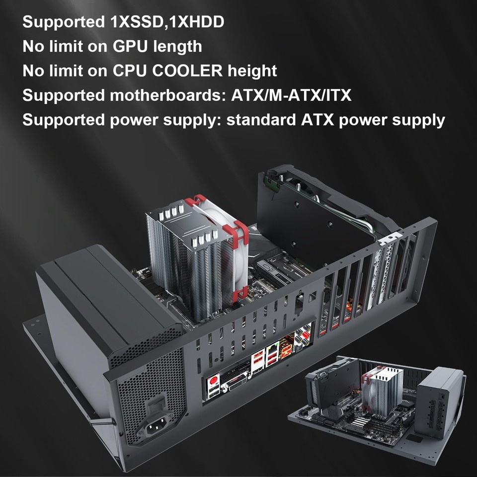 DIY Gaming Computer Case, Open Chassis Case Rack for ATX/M-ATX/ITX ...