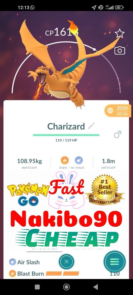 Pokémon Go - Clone Charizard Rare - 3 Skill ( Blast Burn ) - Tra De ...