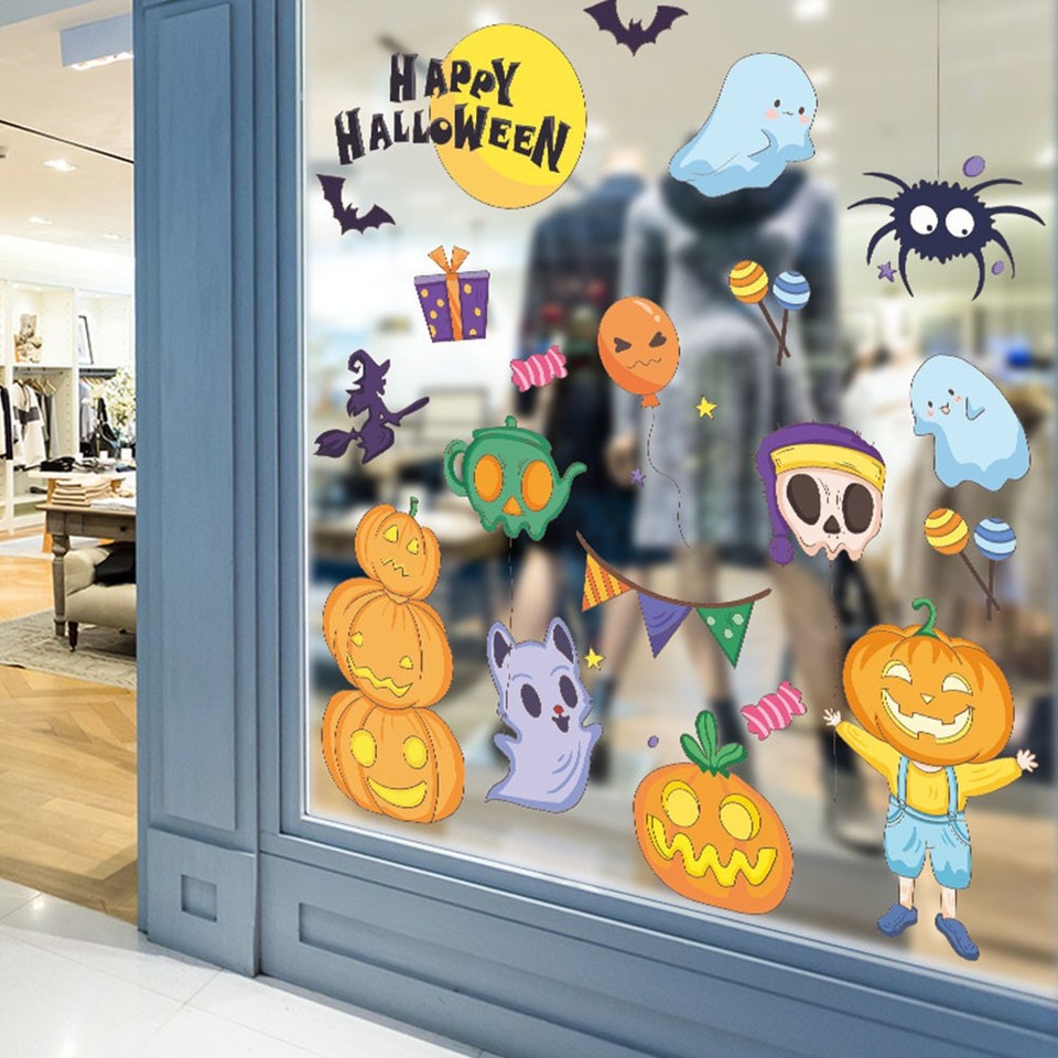 Halloween Decorations Indoor Cartoon Sticker Holiday Window Stickers ...