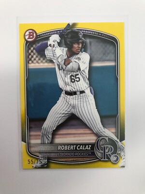 2025 Bowman Robert Calaz Yellow Paper #BP-40 /75 1st Bowman Rockies SP ...
