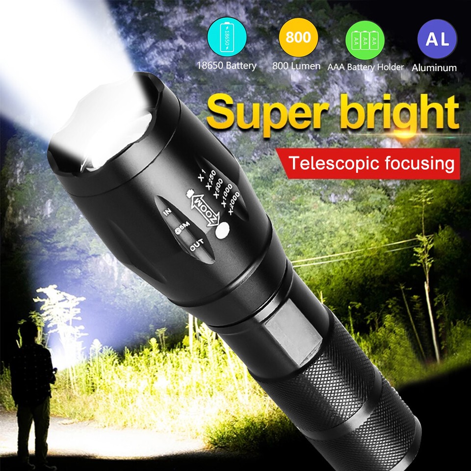 3X Super Bright LED Tactical Flashlight Military LED Torch Zoomable ...