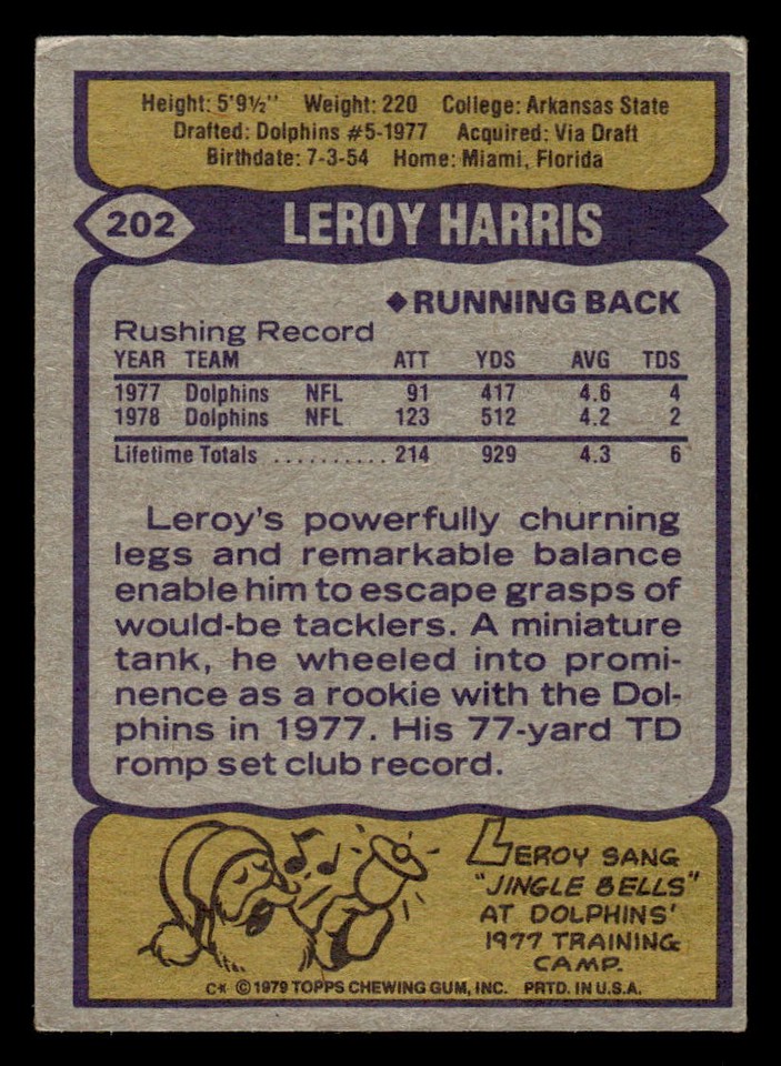 1979 Topps RC #202 Leroy Harris Rookie | eBay
