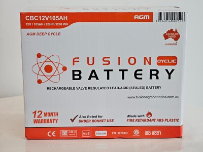 CBC12V105AH Fusion AGM 12V Deep Cycle Battery | eBay Australia