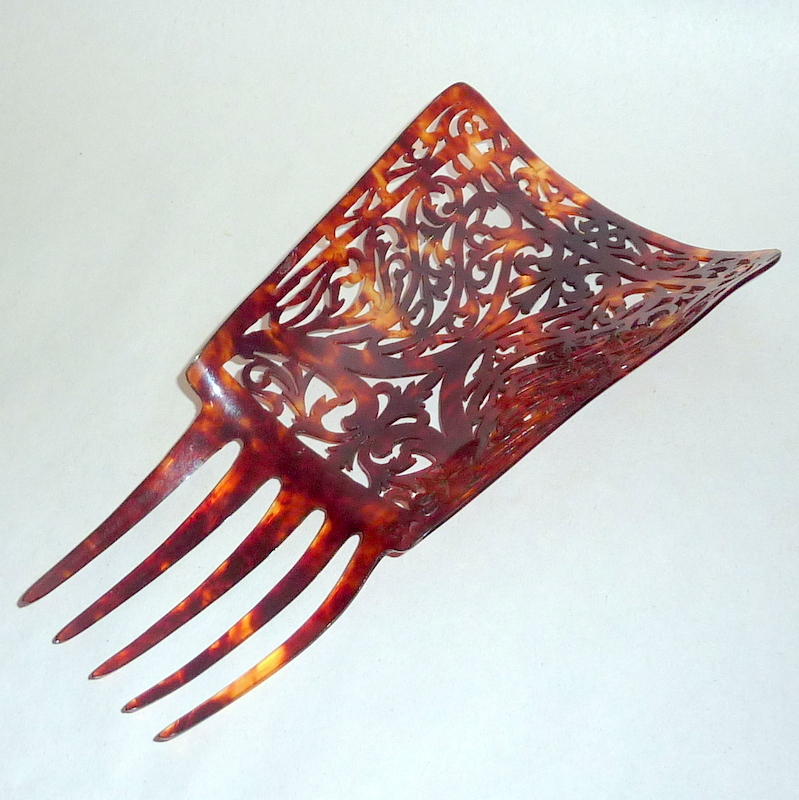 Hand Carved 7 1/2" Vintage Peineta Mantilla Hair Comb Faux Tortoise ...