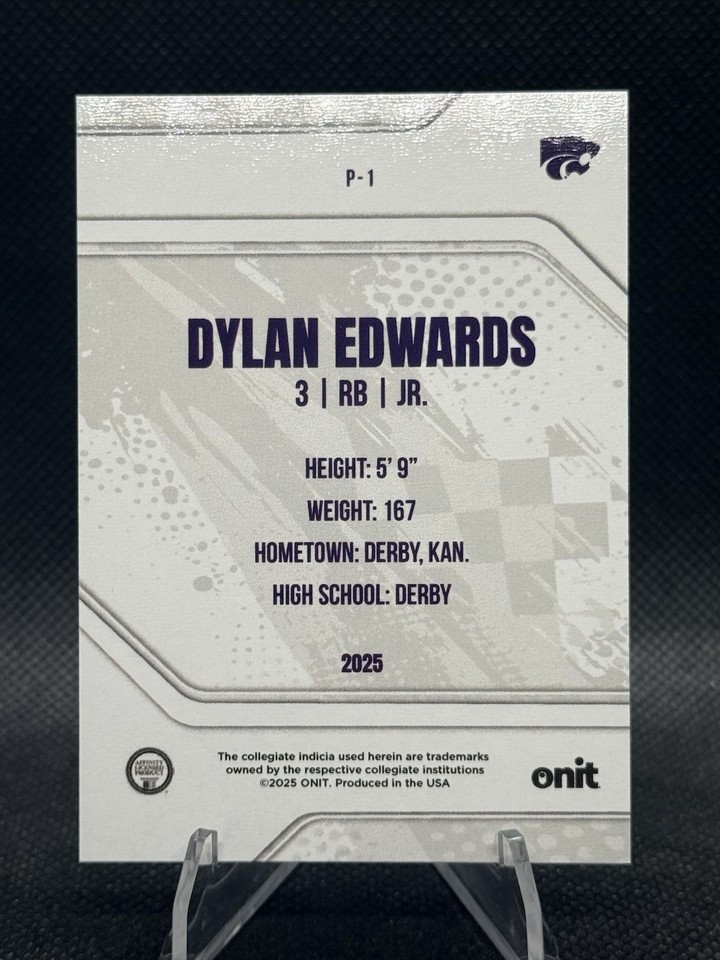 2025 Onit Athlete Kansas State Football Dylan Edwards Platinum Holo /49 ...