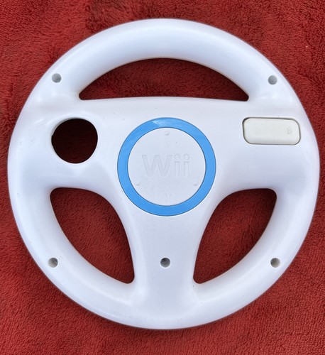 🔥Nintendo Original Wii Racing Steering Wheel White RVL-024 Mario Kart ...