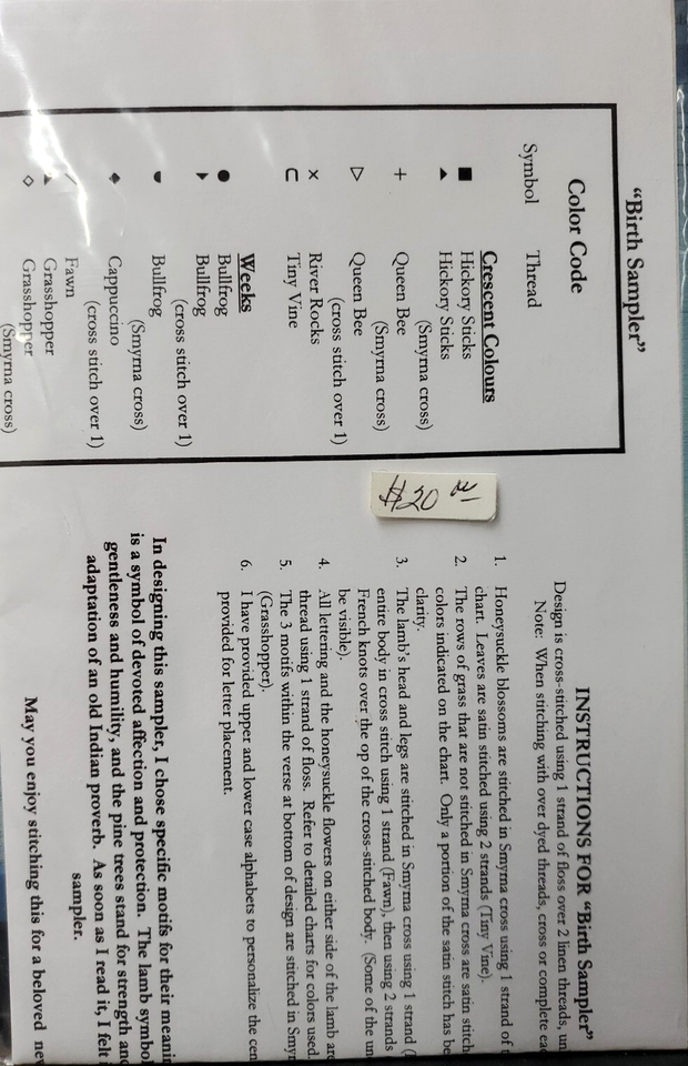 Chessie & Me Birth Sampler Chart NIP 32 Count Sheep | eBay