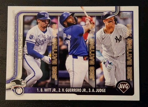 2025 Topps Series 1 #345 AL Batting Leaders Guerrero Jr./Judge/Witt Jr ...