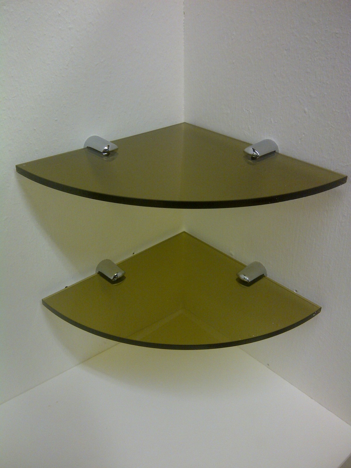 CORNER SHELF ACRYLIC WITH CHROME FIXINGS 150MM or 6" WIDE PERSPEX PACK ...